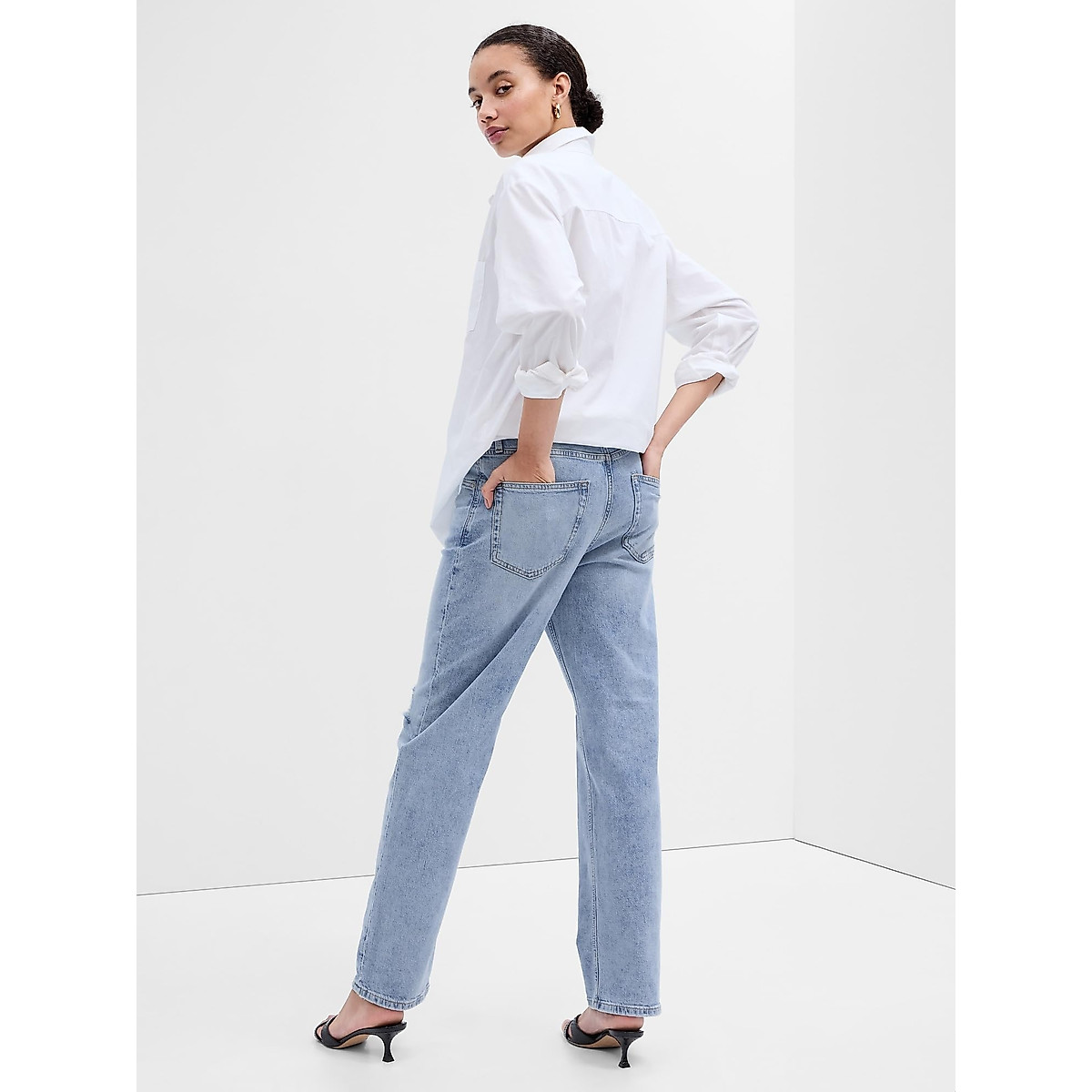 GAP Womens High Rise Loose Jeans Light Wash Christy 32 Reg