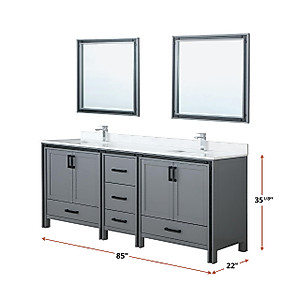 Bell+Modern Augustine 84 in W x 22 in D Dark Grey Double Bath Vanity and White Quartz Top