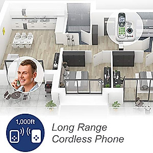 VTech CS6124 DECT 6.0 Cordless 2K DCI 1080p Phone with Answering System and Caller ID/Call Waiting, White with 1 Handset