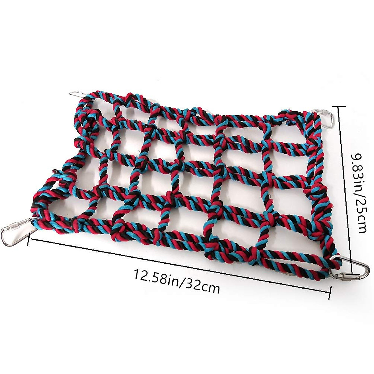 Litewoo Bird Climbing Cotton Rope Net Toy Grid Hammock for Parrot Rat Chinchilla Ferret Swing Thick Chew Rope Hammock Hanging Cage Nylon Rope Nets Toys Cage Accessory (Medium Size)