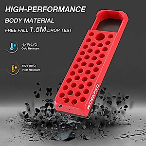 WORKPRO Magnetic Hex Bit Organizer, 39 Hole Screwdriver Drill Bit Holder Tray with Strong Magnetic Base, Accessories Storage Grid, for 1/4 Inch Hex Bit & Drive Bit Adapter, Red (Bits Not Included)