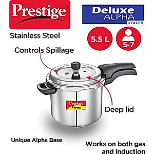 Prestige Svachh Pressure Cooker, 5.5 Liter, Silver