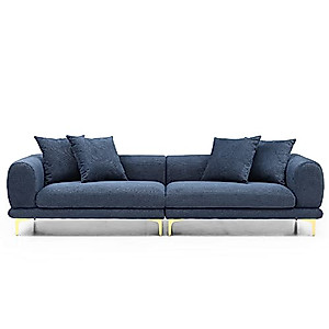 LyuHome Modern Sofa loveseat, 3 Seat Sofa Couch for Living Room, Comfy Couch, Deep Seat Sofa, mid-Century upholstered Sofa for Bedroom, Apartment 107inch (Blue)