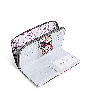 Vera Bradley Women's Cotton Turnlock Wallet With RFID Protection, Hope Blooms - Recycled Cotton, One Size