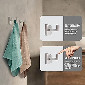 Luclxx Home Towel Hooks for Bathroom Wall Mounted - Brushed Nickel Towel Hook - Towel Hook - Towel Holder for Bathroom Wall - Robe Hooks - Bathroom Hooks for Towels - Square Hooks - 2 Pack