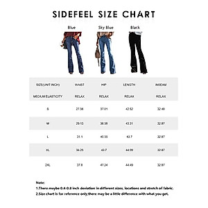 Sidefeel Women Flare Jeans Bell Bottom Mid Rise Denim Pants Size 16 Blue