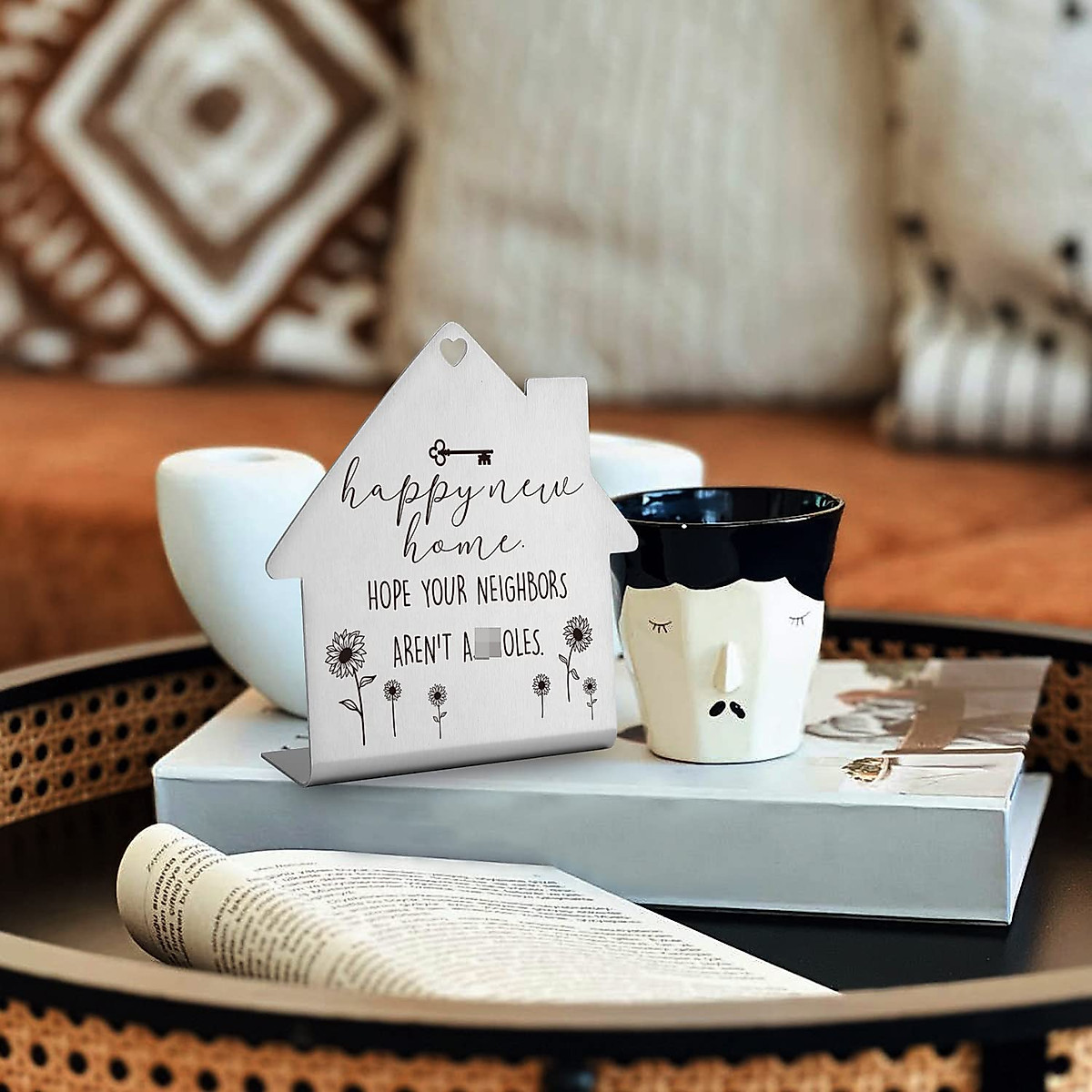 Funny Housewarming Gifts for Women, Men, Couple, Cute House Warming Gifts New Home, Humorous long distance friends New Apartment Home Office Desk Table Shelf Laugh Sign Decor hds4