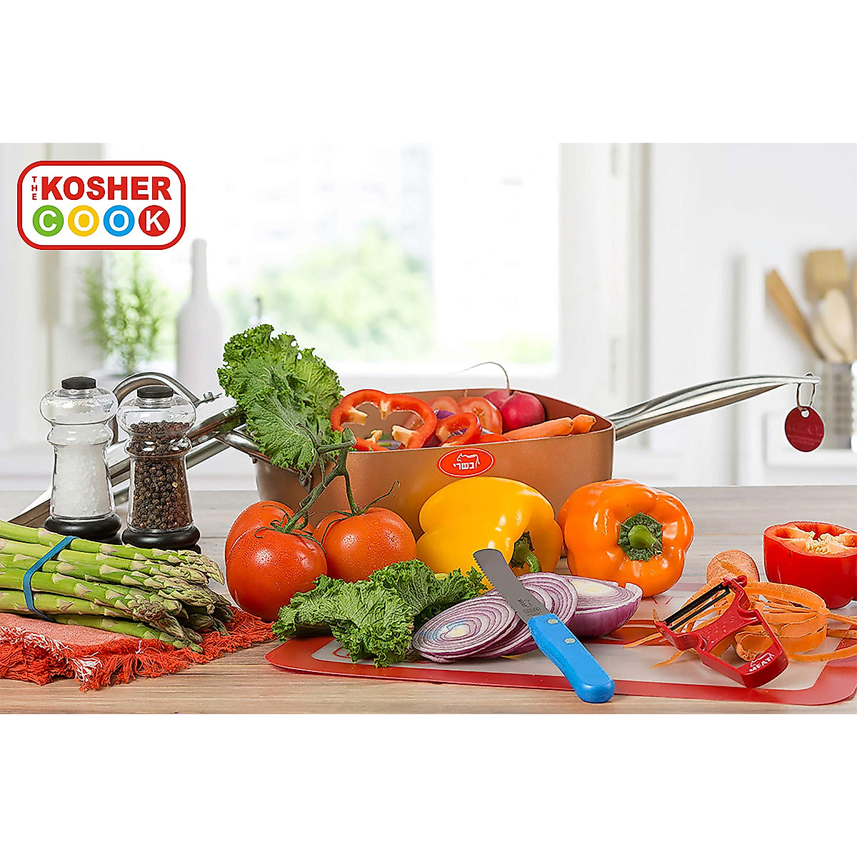 The Kosher Cook Kitchen Knife 5-Piece Set - 4 inches - Steak and Vegetable Knife - Razor Sharp Pointed Tip, Straight Edge - Color Coded Kitchen Tools