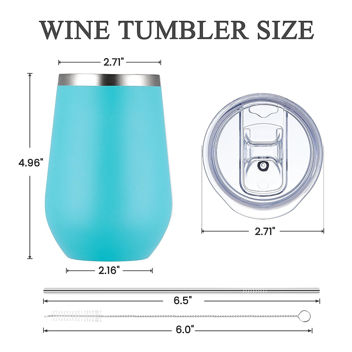 MEWAY 12oz Insulated Wine Tumbler with Lid and Straw - Double Wall Vacuum Stainless Steel Wine glass, for Travel and Office, Baby shower prizes for winners(Light Green,1)