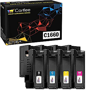 Cartlee Set of 4 Compatible High Yield Laser Toner Cartridges Replacement for Dell C1660, C1660W, C1660cnw, 1660, 1660w, 1660cnw 4G9HP Printers (1 Black, 1 Cyan, 1 Magenta, 1 Yellow)