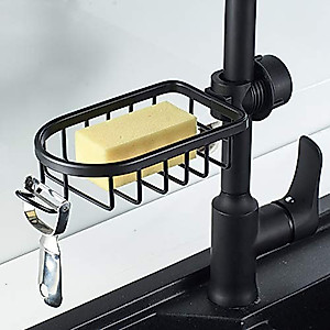 Kitchen Dish Sponge Holder Faucet Caddy Shower Rod Soap Basket,Faucet Shower Rod Assembled