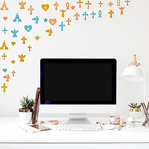 MALLMALL6 500pcs Christian Glitter Stickers Foam Self-Adhesive Bible Multi-Colour Art Craft Project Assorted Glittery Sticky Embellishments for Kids School Classroom Activity Home Party Decoration