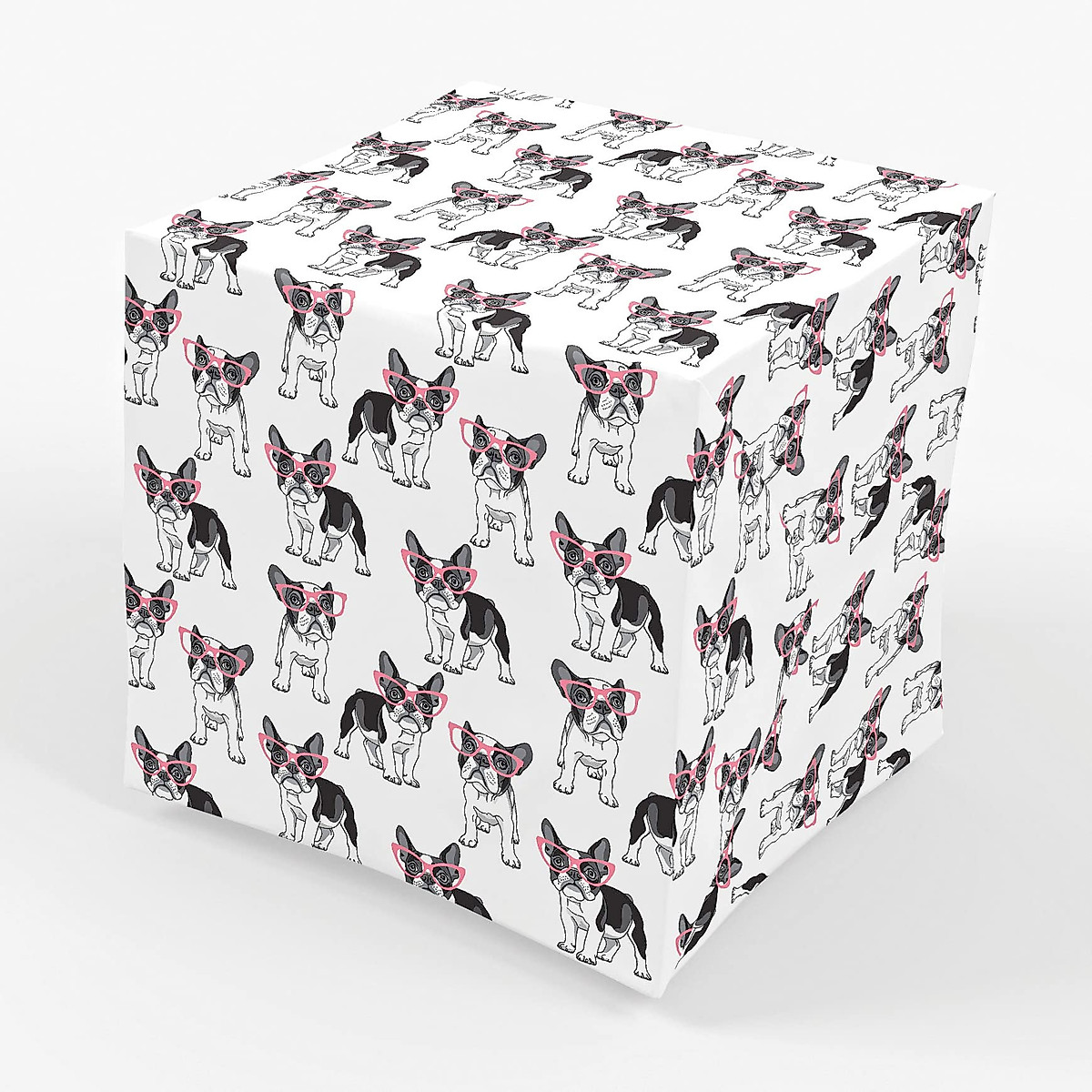 Stesha Party Frenchie Puppy Dog Gift Wrapping Paper - Folded Flat 30 x 20 Inch (3 Sheets)