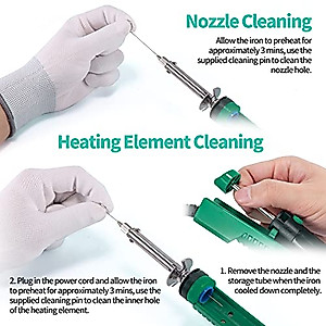 YIHUA 929D-V Electric Desoldering Soldering Iron Solder Sucker Desoldering Pump with Shorter Charging Handle and Desoldering Nozzles 1.0mm 1.2mm for Through-Hole Desoldering