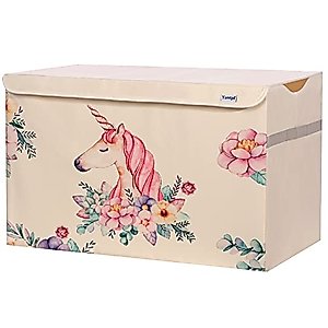 Yosayd Unicorn Toy Chest and Storage, Large Cute and Functional Toy Box Storage Cube with Handles