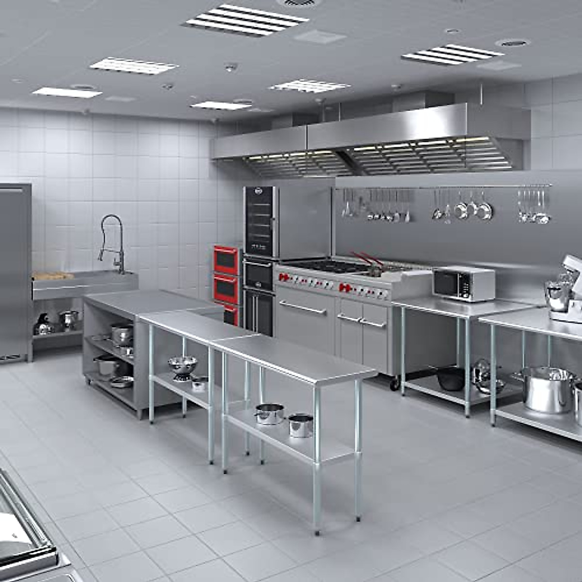 18" x 48" Stainless Steel Work Table | AmGood Metal Kitchen Food Prep Table NSF