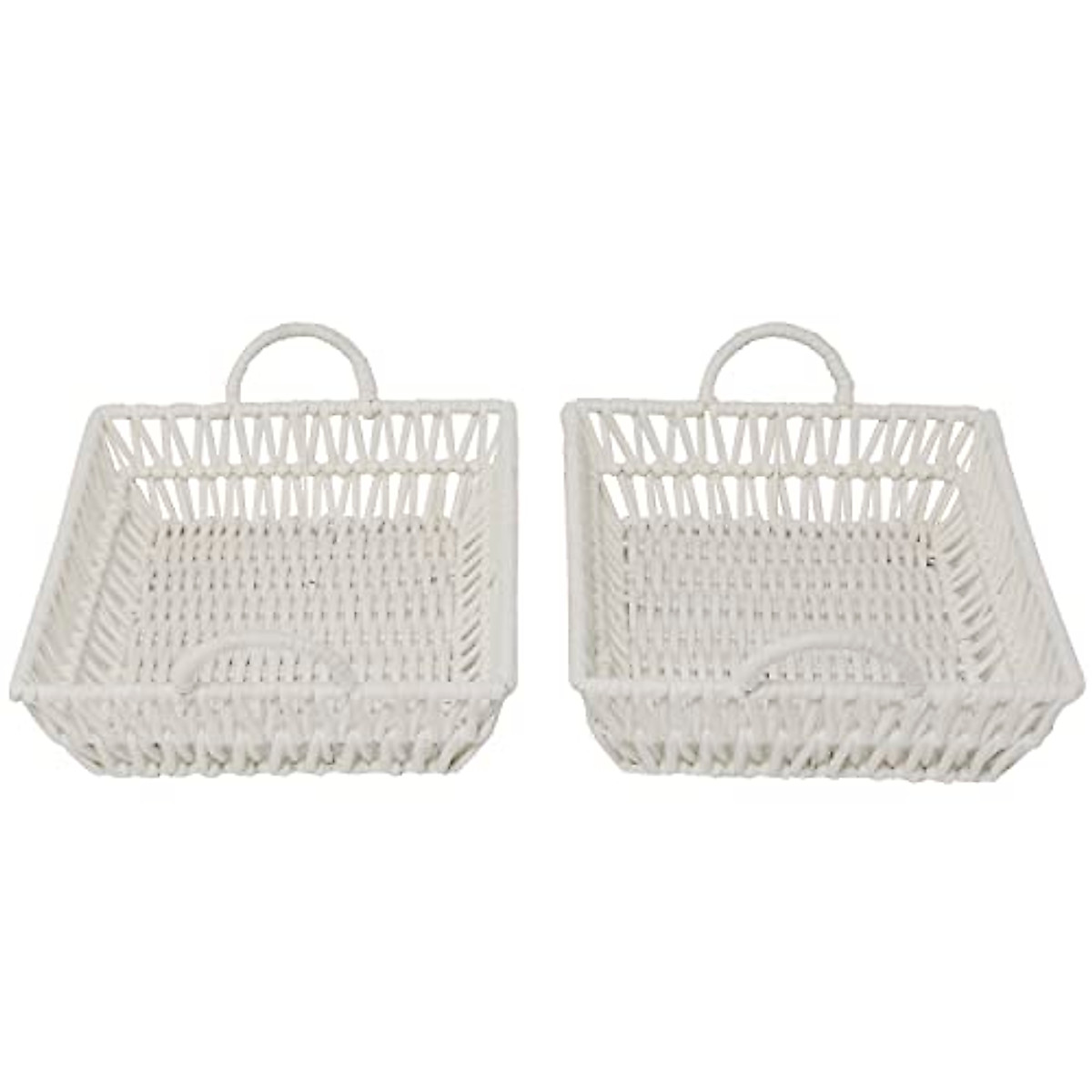 The Novogratz Cotton Handmade Woven Storage Basket with Handles, Set of 2 19", 18"W, White