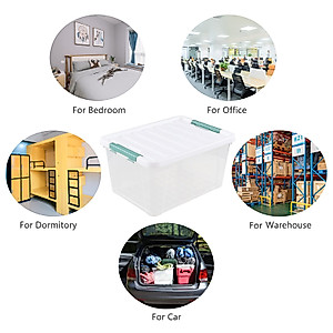 Jandson 4 Pack Large Storage Box with Lid, 35 Qt Plastic Latching Container Bin