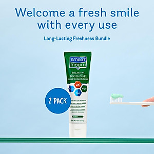 SmartMouth Premium Zinc Ion Toothpaste - Whitening Toothpaste with Fluoride - Refreshing, Anti-Cavity Toothpaste for Adults - Strengthens Enamel - Mild Mint Flavor, 6 oz (2 Pack)