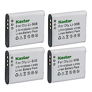 Kastar Battery (4-Pack) for Olympus LI-90B, LI-92B, UC-90 Work with Olympus SH-1, SH-50 iHS, SH-60, SP-100, SP-100EE, Tough TG-1 iHS, Tough TG-2 iHS, Tough TG-3, XZ-2 iHS Cameras