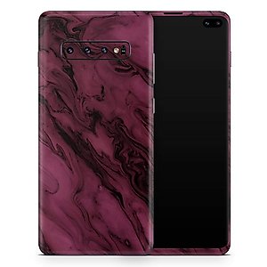 DesignSkinz Black & Pink Marble Swirl V1 | Protective Vinyl Decal Wrap Skin Cover Compatible with The Samsung Galaxy S9 Plus (Full-Body, Screen Trim & Back Glass Skin)