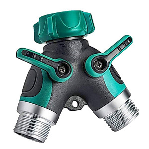 Hose Splitter 2 Way Heavy Duty, Garden Hose Splitter, Water Hose Splitter,Y Connector Garden Hose Adapter, Hose Y Splitter 2 Valves with 2 Extra Rubber Washers