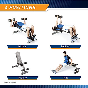 Marcy Deluxe Foldable Utility Bench Gym Equipment - SB-10100 , Black