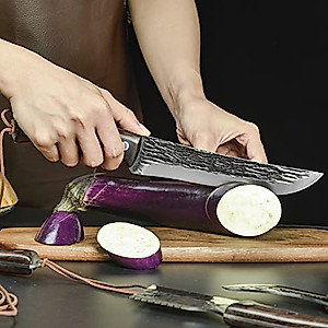 FULLHI 17pcs Butcher Chef Knife Set include sheath High Carbon Steel Cleaver Kitchen Knife Whole Tang Vegetable Cleaver Home BBQ Camping with Knife Bag