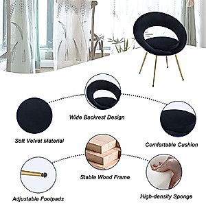 HomVent Modern Makeup Desk Chair Vanity Chair,Round Back Dining Chairs Accent Chairs with Golden Metal Leg for Bedroom Living Room Vanity Dining Room