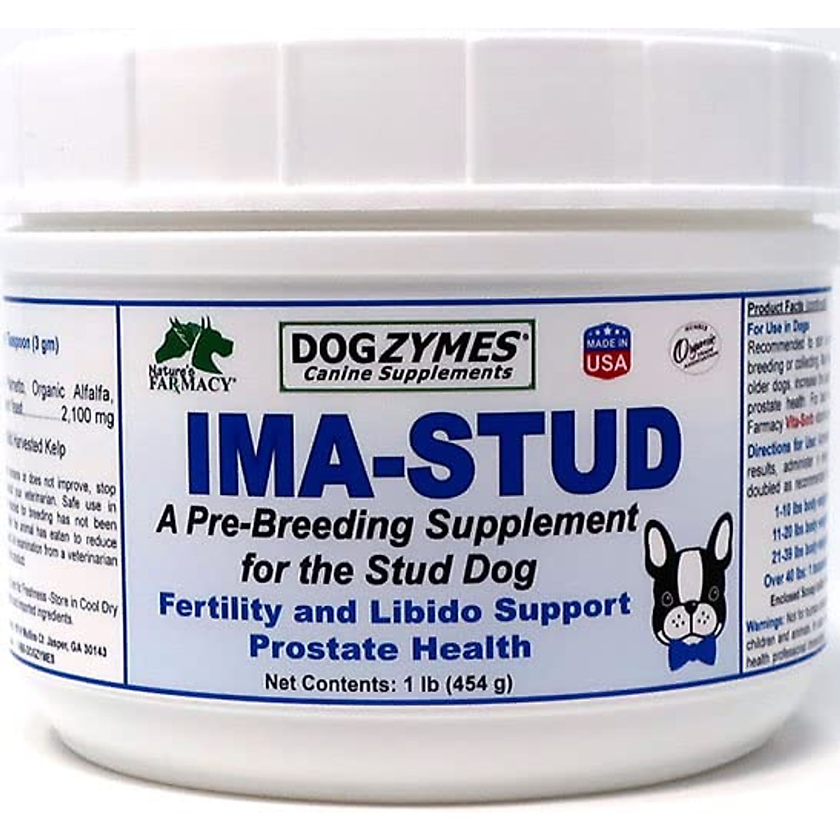 Dogzymes Ima Stud Daily Supplement Added to Food to Enhance The libido, Performance, Sperm Cell Development and Vitality of The Stud Dog (1 Pound)