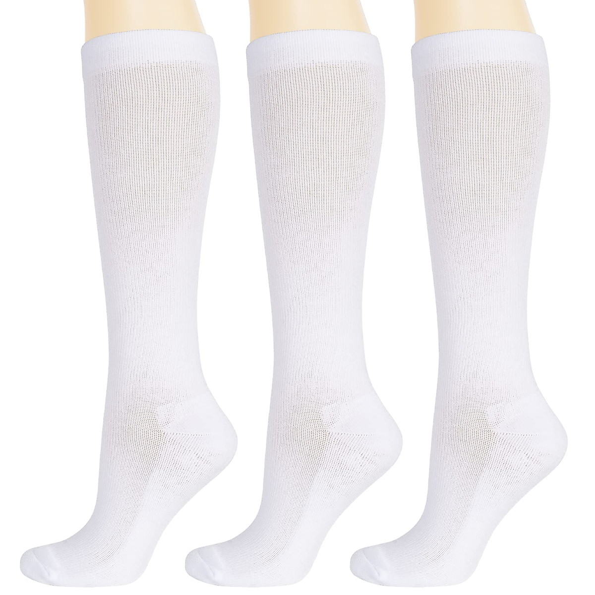 Bamboo Rayon Compression Socks for Women Men, 8-15mmHg Moderate Circulator Graduated Support Sock for Running Cycling Travel, White(3 Pair, 9-11)
