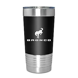 iPick Image for Ford Bronco 20 oz Dual-Wall Insulated Stainless Steel with Black Silicone Sleeve Travel Tumbler