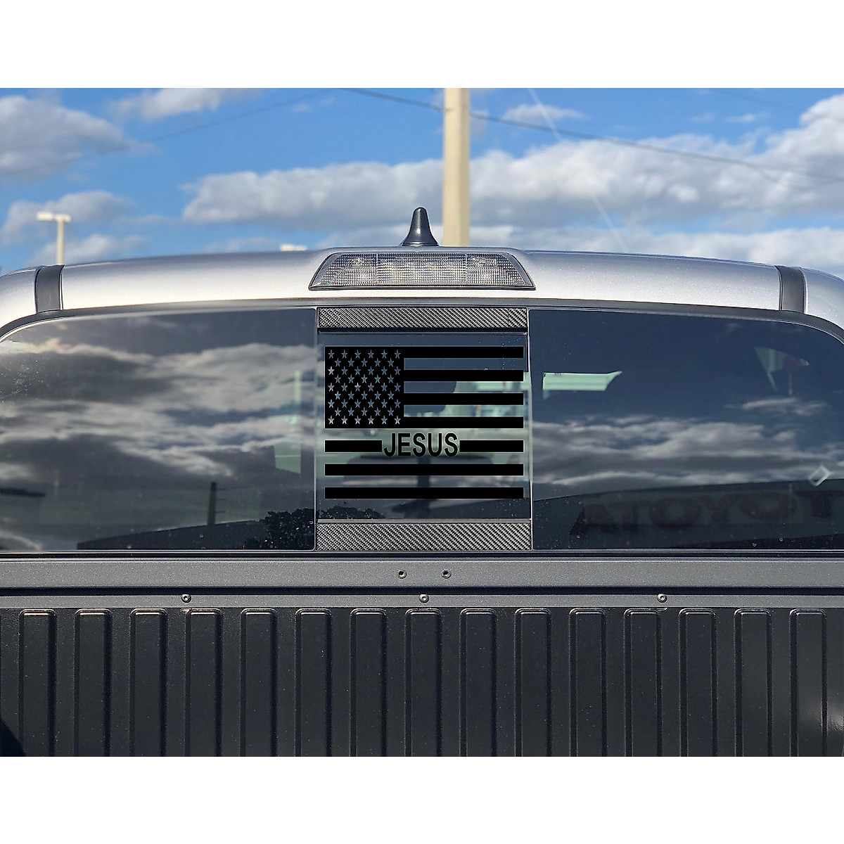 Xinghe for Dodge Ram 2009 to 2024, American Flag Decals Stickers for Truck Back Middle Window, Matte Black USA Flag Decal