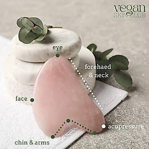Vegan Skin Club Rose Quartz Gua Sha Stone | Natural Skincare Massage Tool for Women | Wellness Face Sculptor & Massager with Anti-Aging Effects