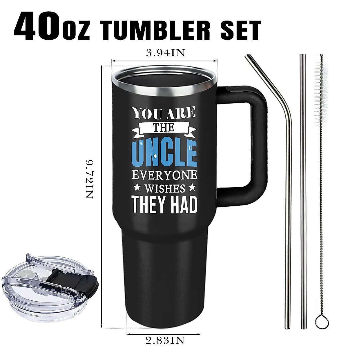 NIAXAUYT Gifts for Uncle, Uncle Tumbler 40oz With Handle, Uncle Gifts From Niece Nephew, Funny Uncle Gifts for Father's Day Birthday Christmas, Best Uncle Gifts for New Uncle Funcle Coffee Mug