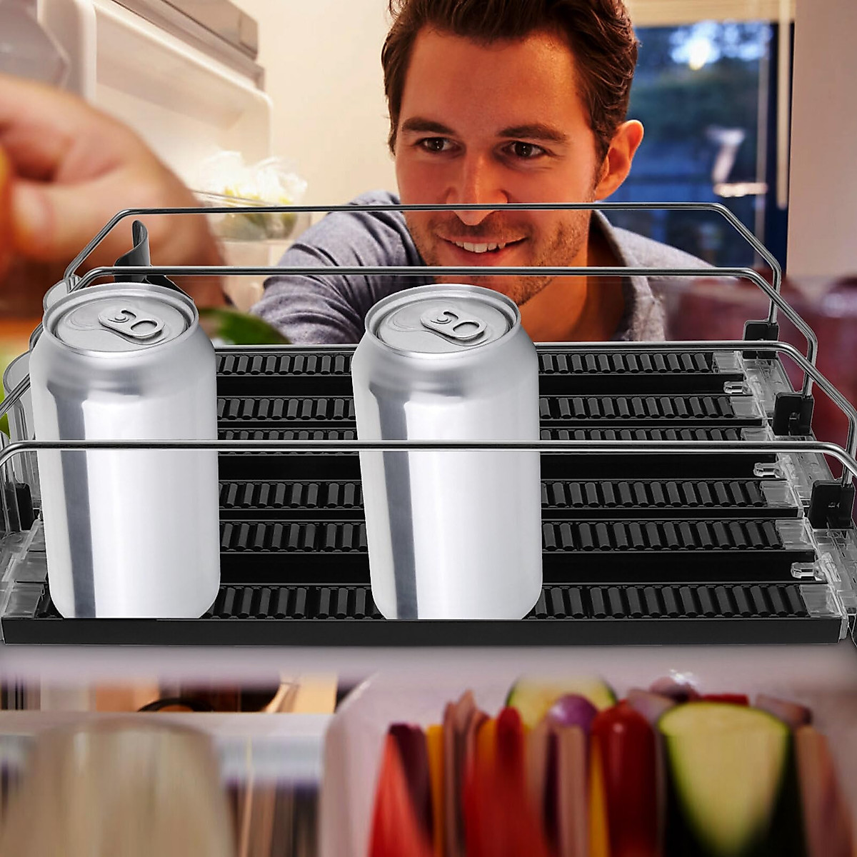 HEMOTON 3pcs Drink Pusher Shelf Water Bottle Water Dispenser Mini-fridge Mini Refridgerator Beverages Soda Can Dispenser for Refrigerator Mini Fridge Organizer Canning Jar Small