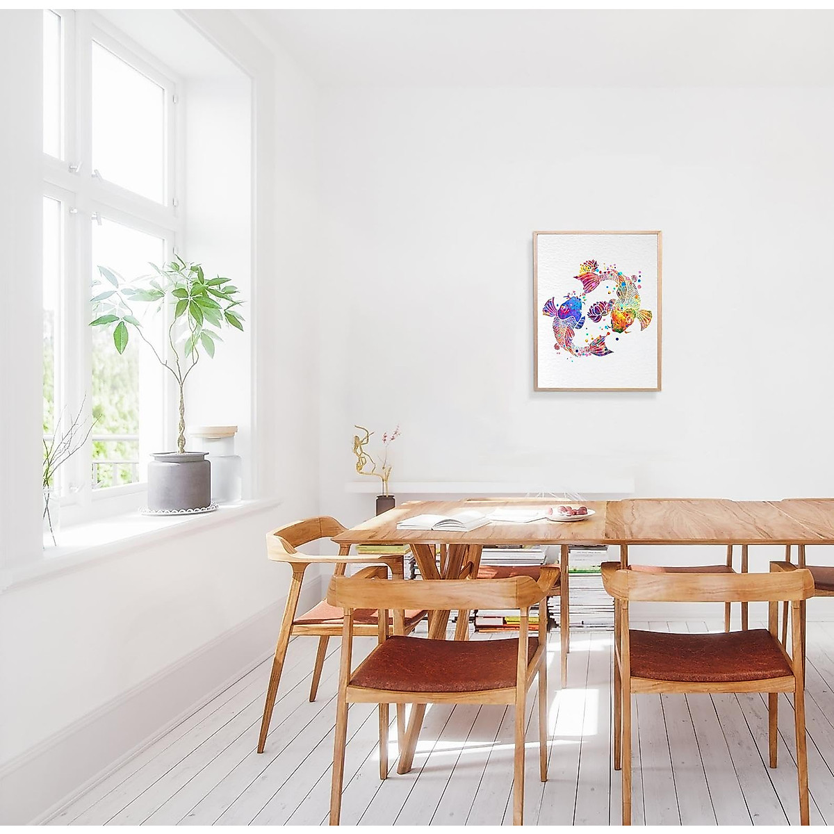 Dignovel Studios 8X10 Unframed Koi Fish Lotus Meditation Yin Yang Japanese Yoga Watercolor Art Print Poster Inspirational Wall Art Housewarming Office Home Decor DN550