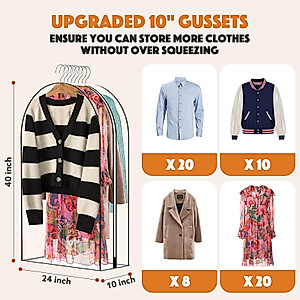 BAMALU 4 Packs 40" Clear Garment Bags for Hanging Clothes, 10" Gusseted Garment Bags for Closet Storage,Clean and tidy Plastic Garment Bags Covers for Coats, Dresses, Jackets