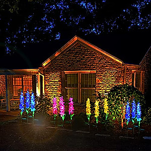 oidist Solar Lights Outdoor Garden Decor, 2pcs Solar Powered Violet Lights Flower Stake, Waterproof Solar Flower Lights for Garden, Corridor Yard Lawn Patio Pathway Balcony Pool Decorative