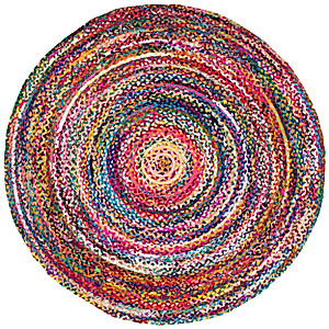 nuLOOM Tammara Bohemian Hand Braided Area Rug, 4' Round, Multi