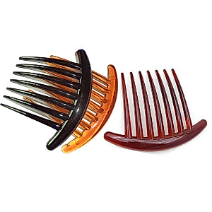 Women's French Twist Combs Plastic Side Hair Comb with Seven Tooth - Set of 6 (3 Colors, Each 2pcs)