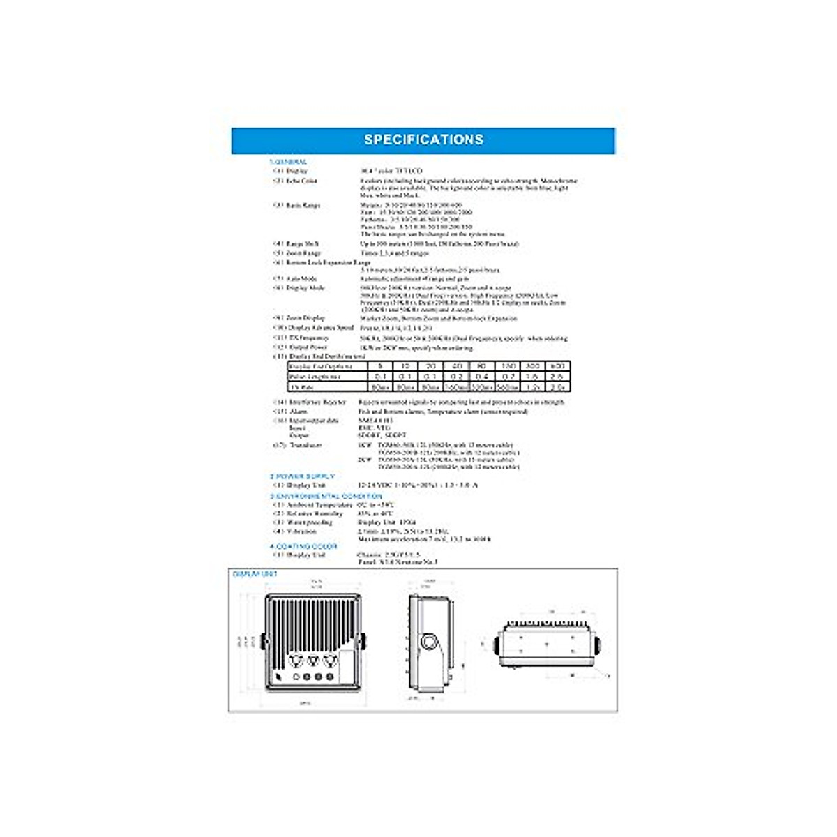 ONWA KF-1067MK2/1KW/200: 10.4" Color Fish Finder 1kW (200 KHz only)