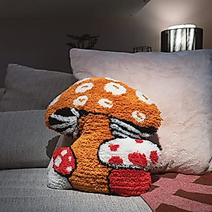 Lunar Sol Mushroom Pillow Boho Throw Pillow - Cute Stuff Soft Plushie Squishy Stuffed Pillows Aesthetic Indie Hippie Decor & Accessories for Bed, Car, Home - Fun Mushroom Decorations, 15" x 17"