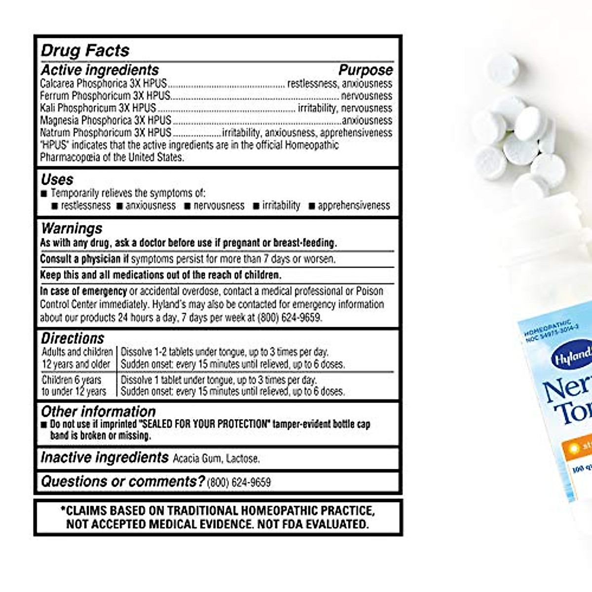 Hyland's Nerve Tonic Stress Relief Tablets, Natural Relief of Restlessness, Nervousness and Irritability Symptoms, Non-Habit Forming, 50 Count