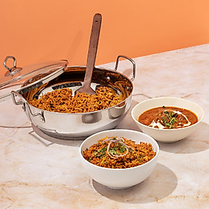 Vinod Stainless Steel Kadhai/Wok with Glass lid - Induction Friendly (30 cm/ 11.8 inch)- Capacity: 7 L