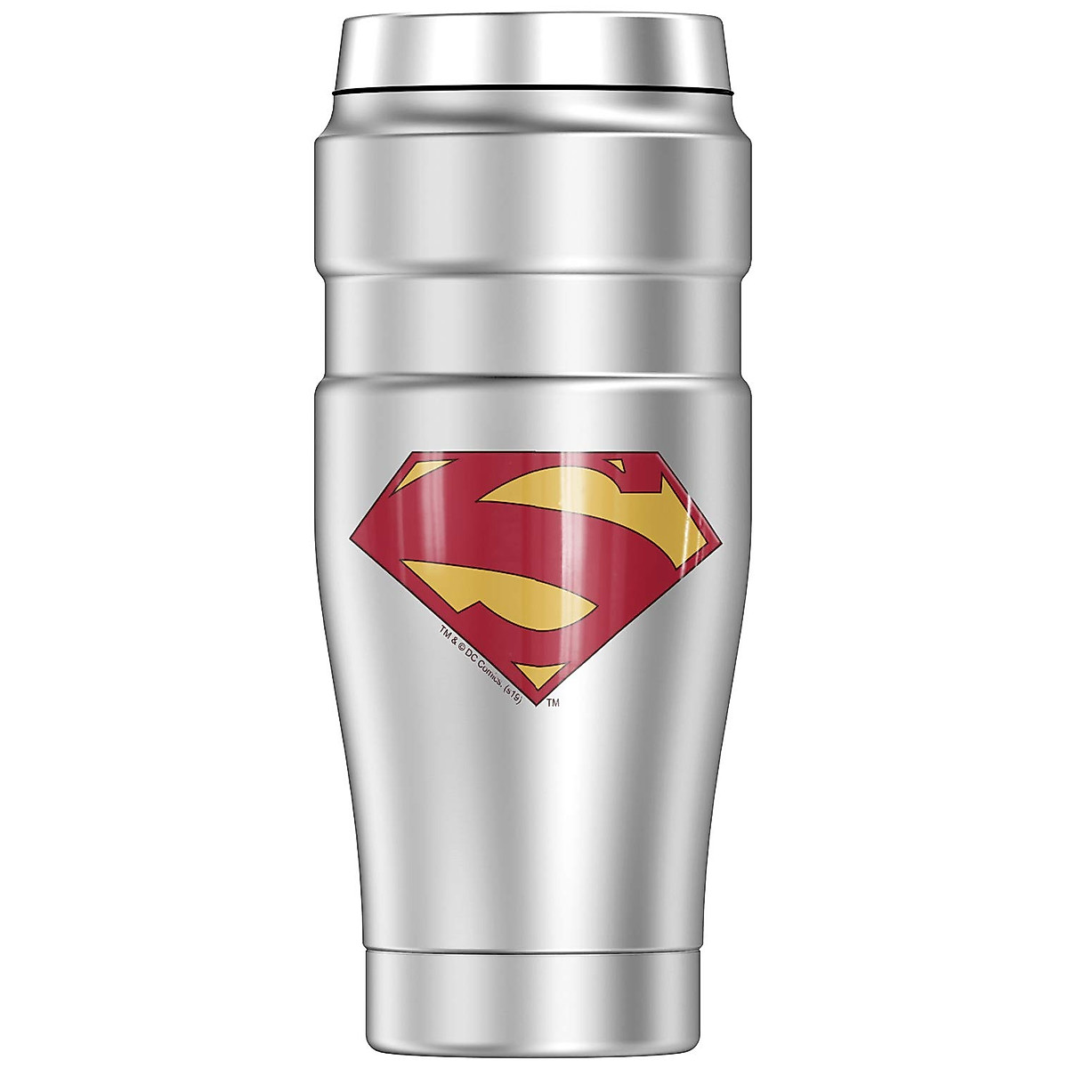 THERMOS Superman New 52 Shield Logo STAINLESS KING Stainless Steel Travel Tumbler, Vacuum insulated & Double Wall, 16oz