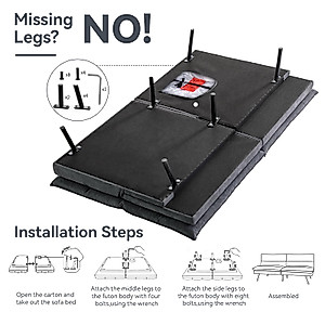 AMICLIBER Armless Futon Loveseat Sofa Bed (Black)