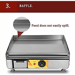 2300W Commercial Electric Frying Pan, Non Stick Temperature Controlled Multi-Functional Snack Kitchen Appliance, Teppanyaki, Pancake, Steak, Fried Rice, Fried Egg, Teppanyaki Squid, Etc