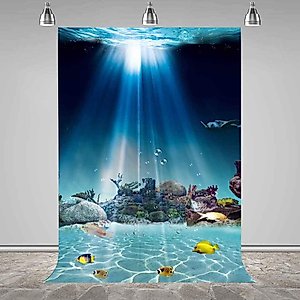 Underwater World Backdrop for Party Decorations MEETSIOY 5x7ft Stonefish Turtle Plant Sunlight Sea Water Background Newborn Child Photo Studio Props Themed Party Curtain Background LXMT077