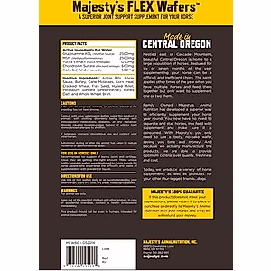 Majesty's Flex Wafers - Superior Horse / Equine Joint Support Supplement - Glucosamine, MSM, Chondroitin, Yucca, Vitamin C - 60 Count (2 Month Supply)